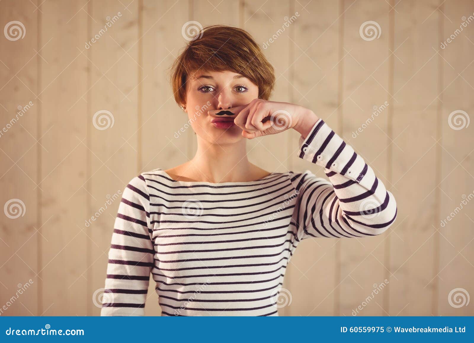 Pretty Hipster with Mustache on Finger Stock Image - Image of ...