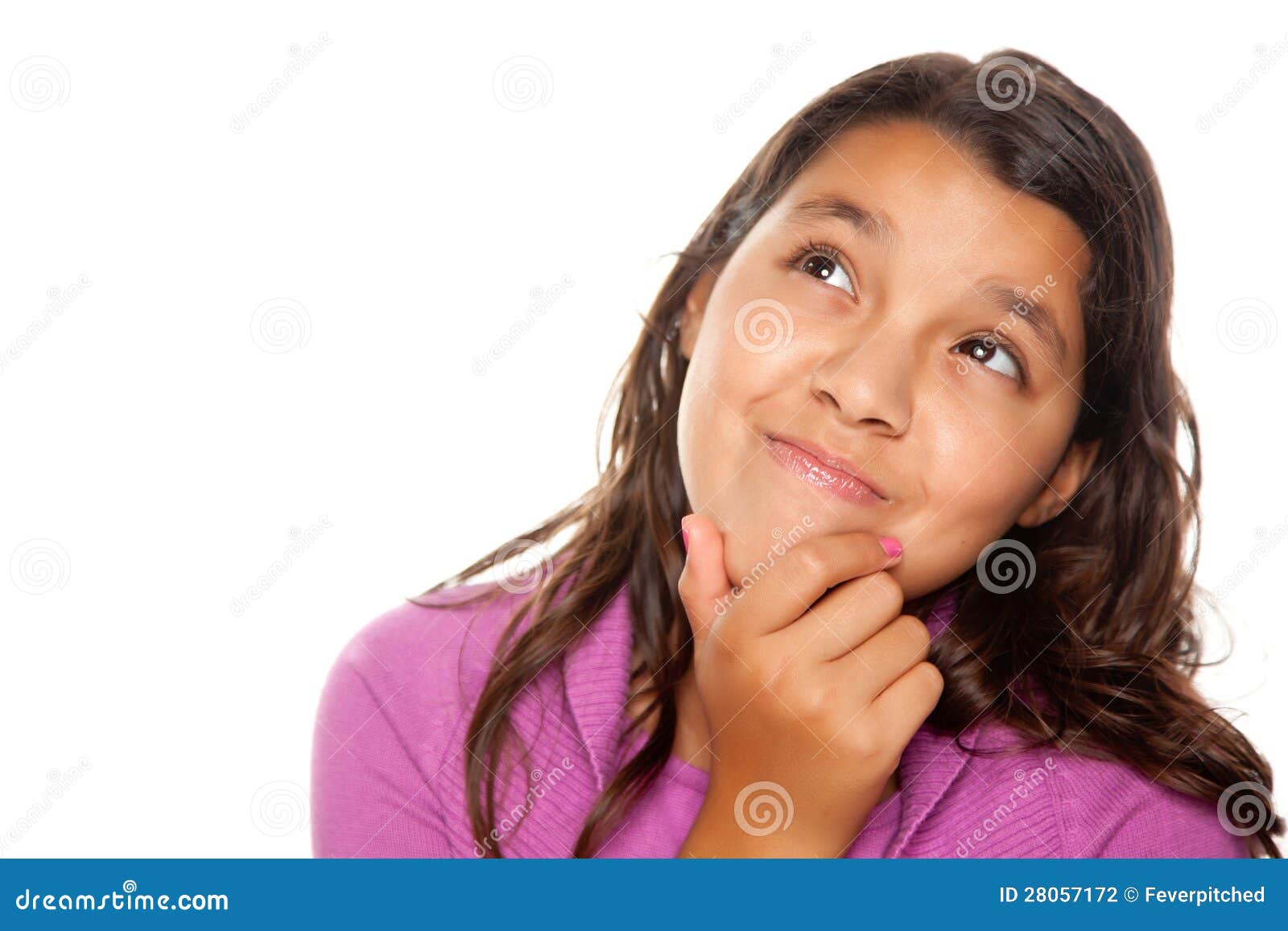 Pretty Hispanic Girl Thinking Stock Photo - Image of lifestyle ...