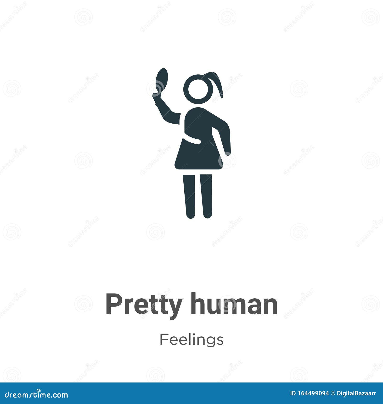 Pretty Human Vector Icon on White Background. Flat Vector Pretty Human ...