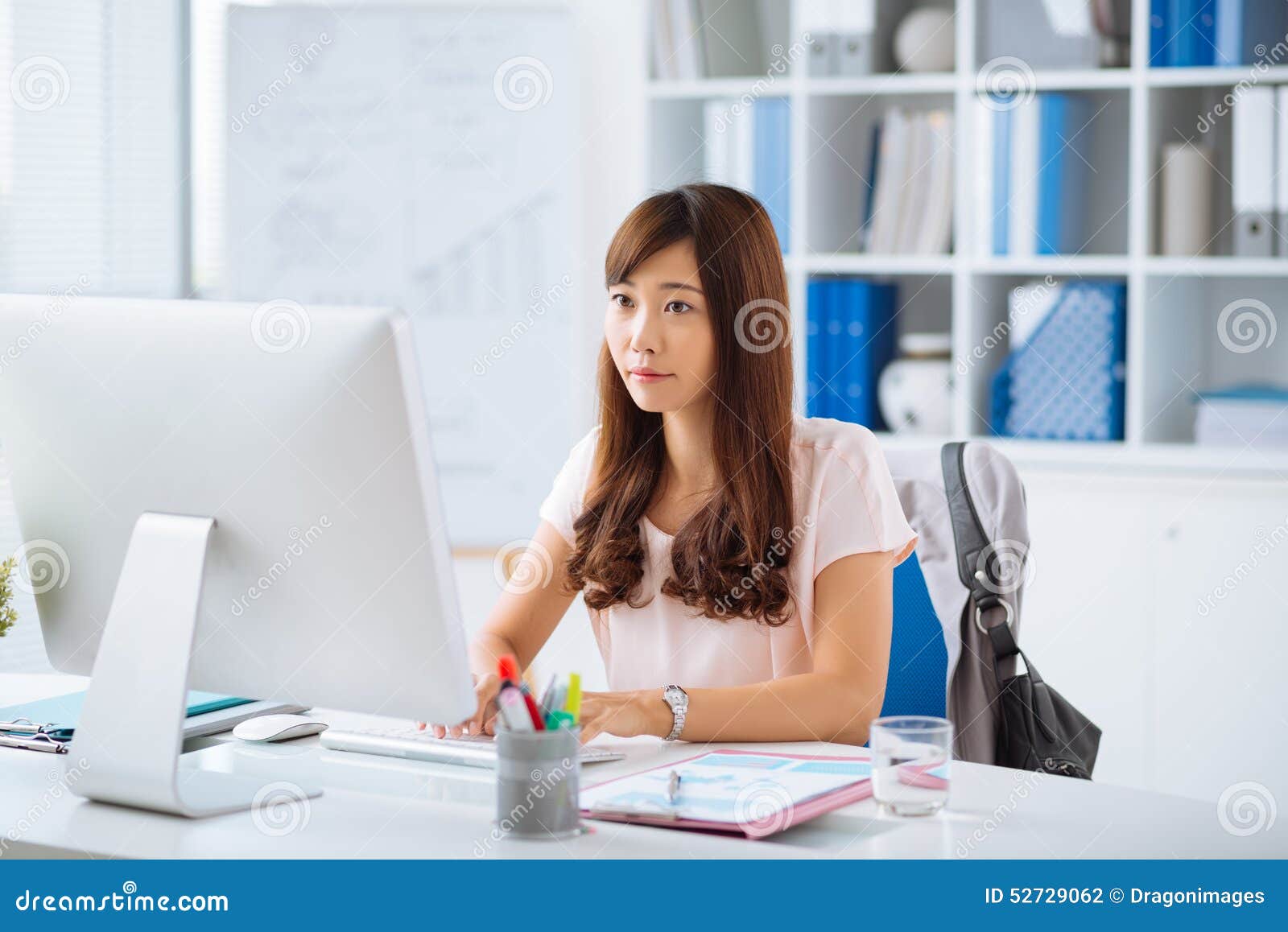 Pretty Japanese manager stock photo. Image of table, computer - 52729062