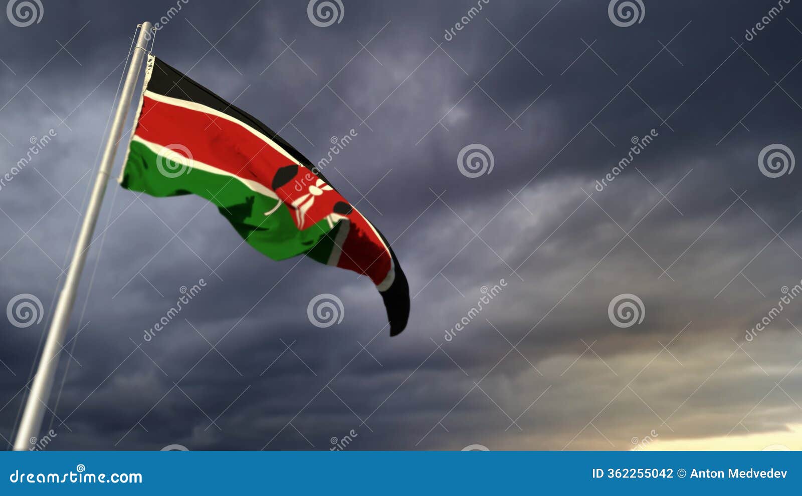 Beautiful Kenya Flag on Heavy Dark Clouds Backdrop - Abstract 3D ...