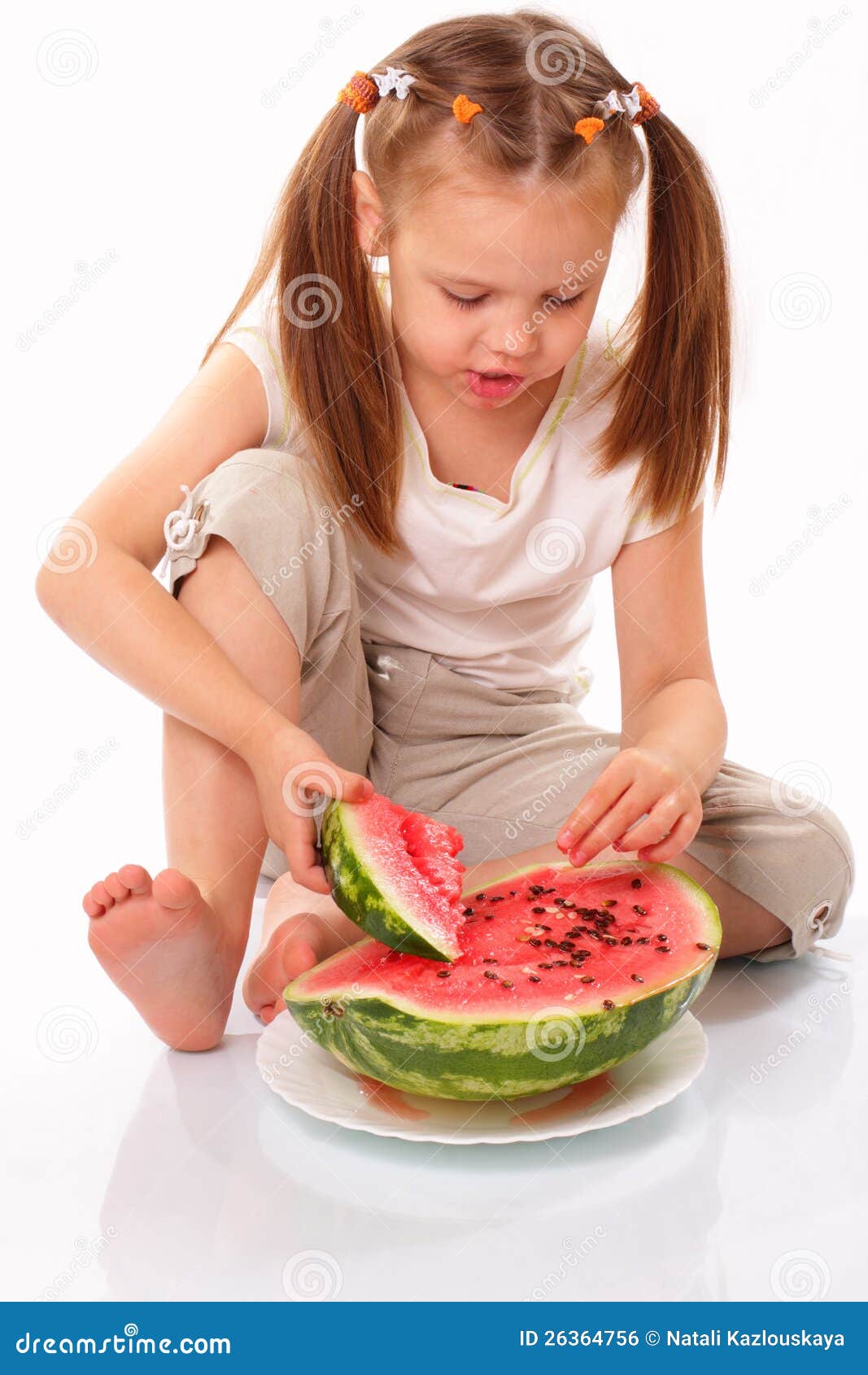 Pretty Kid Eating Watermelon Stock Photo - Image of pleasure ...