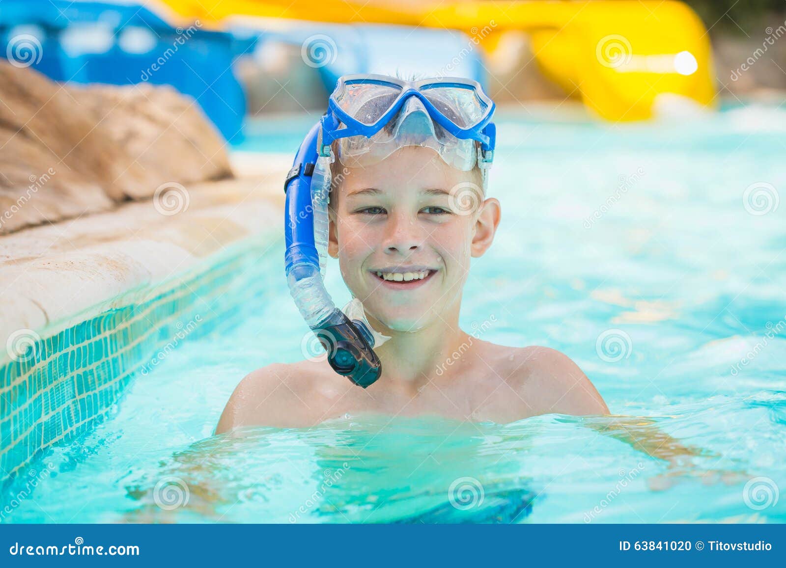 Pretty Kid in Swimming Pool Stock Photo - Image of cheerful, portrait ...
