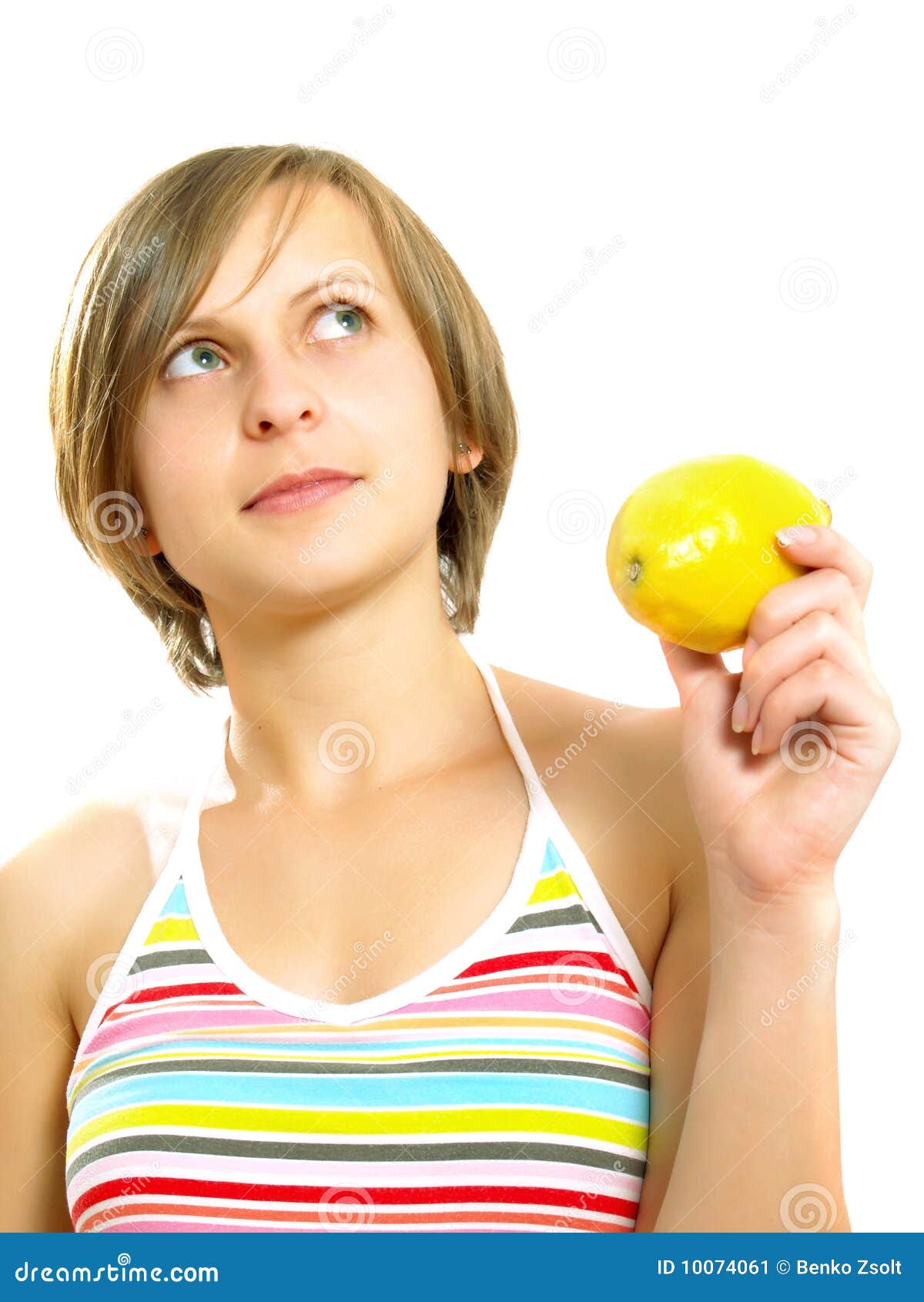 Pretty Lady with a Fresh Lemon Stock Image - Image of lady, cute: 10074061