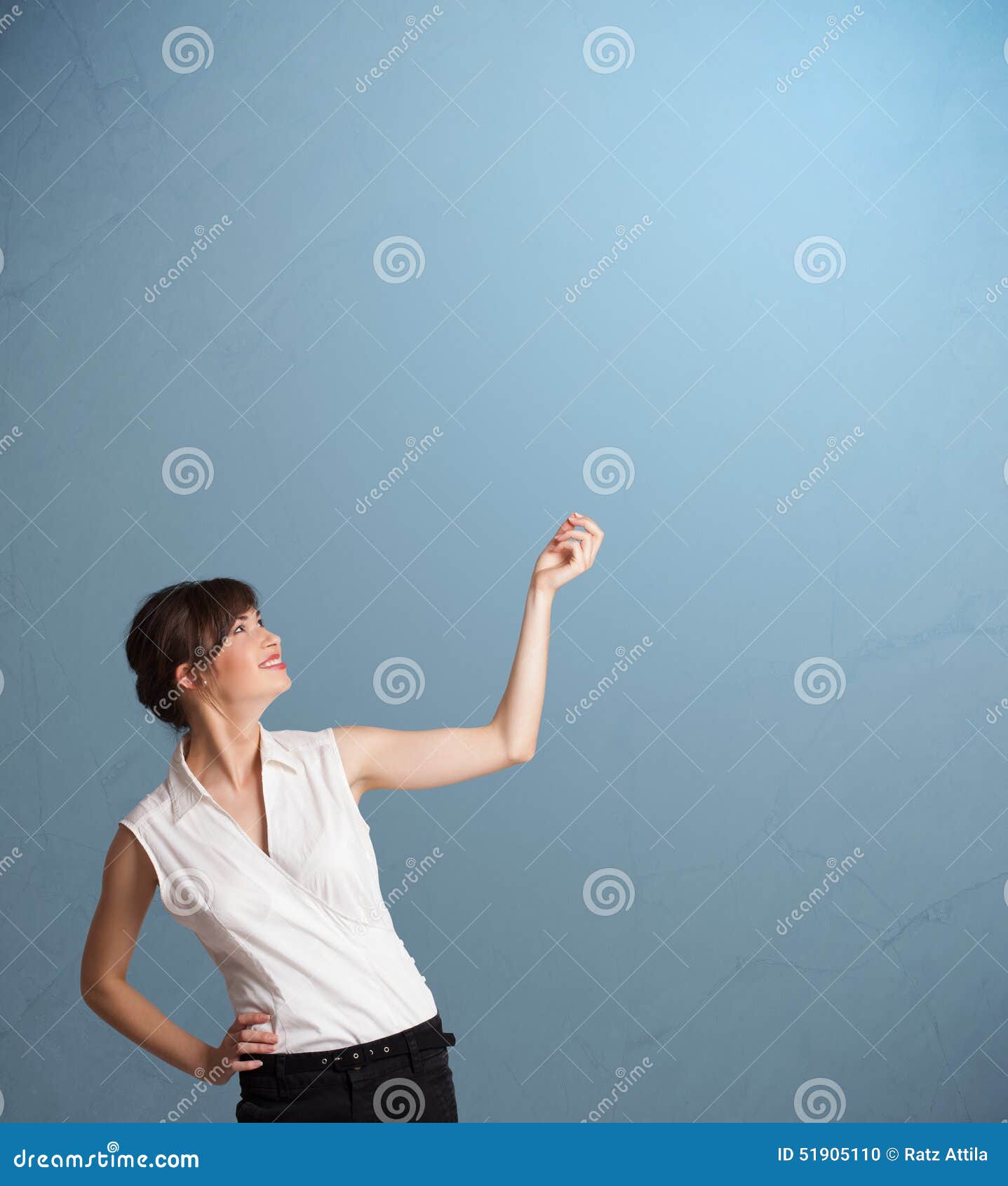 Pretty Lady Gesturing with Copy Space Stock Photo - Image of ...