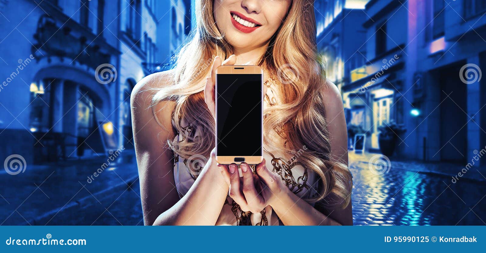 Pretty Lady Holding a Mobile Phone Stock Image - Image of desktop ...