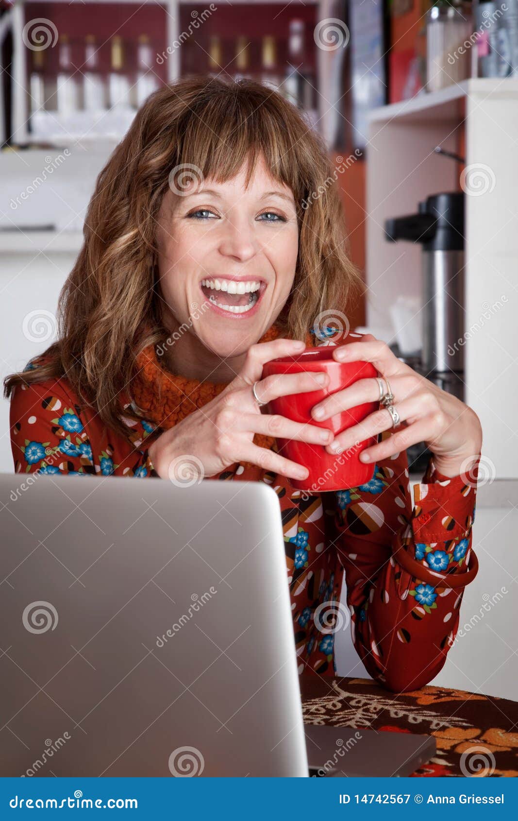 Pretty lady laughing stock image. Image of wireless, technology - 14742567
