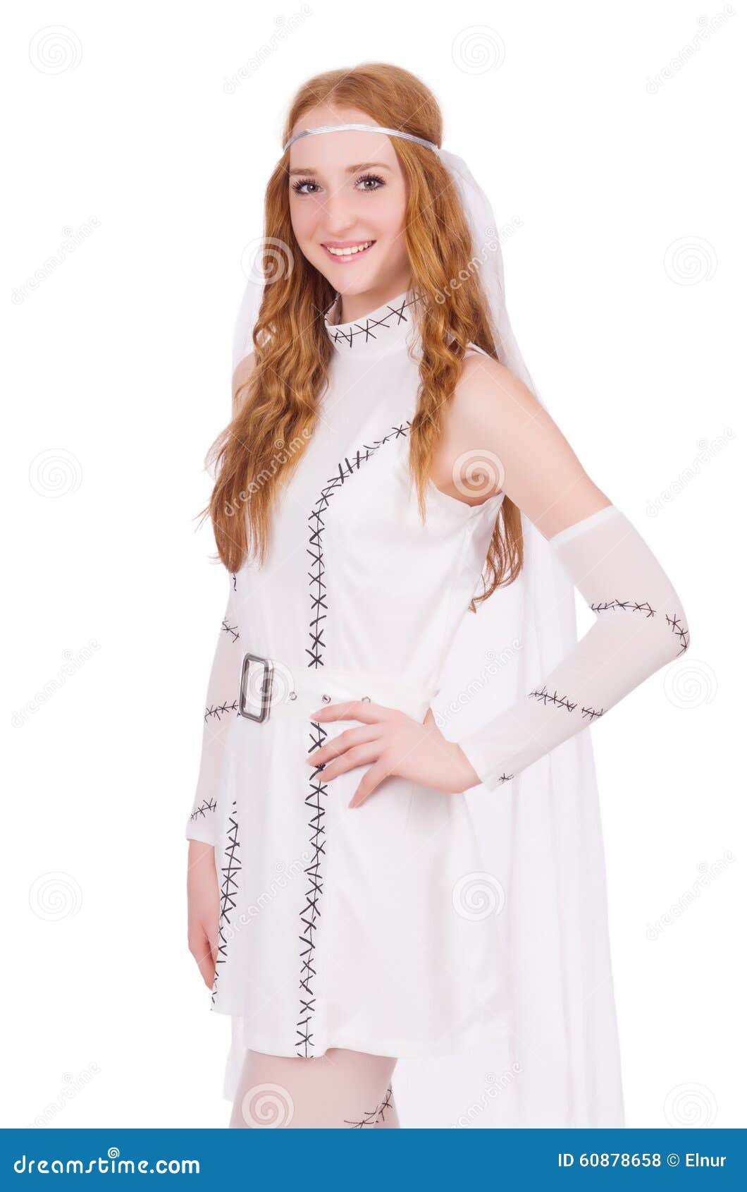 The Pretty Lady in Light Charming Dress Isolated Stock Photo - Image of ...