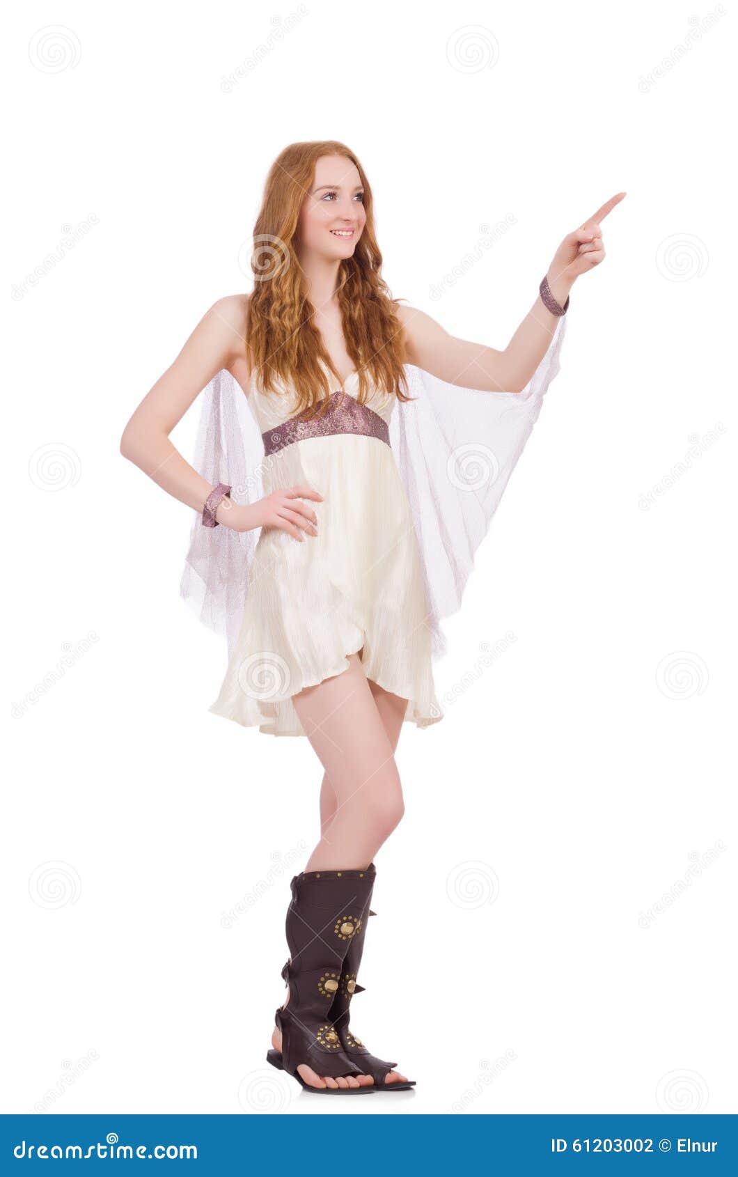 The Pretty Lady in Light Charming Dress Isolated Stock Photo - Image of ...