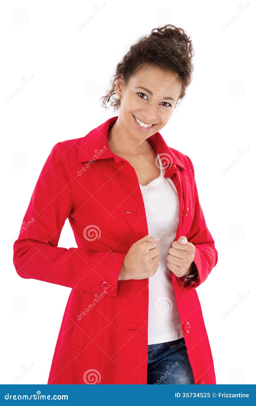 Pretty lady in red stock image. Image of alone, model - 35734525