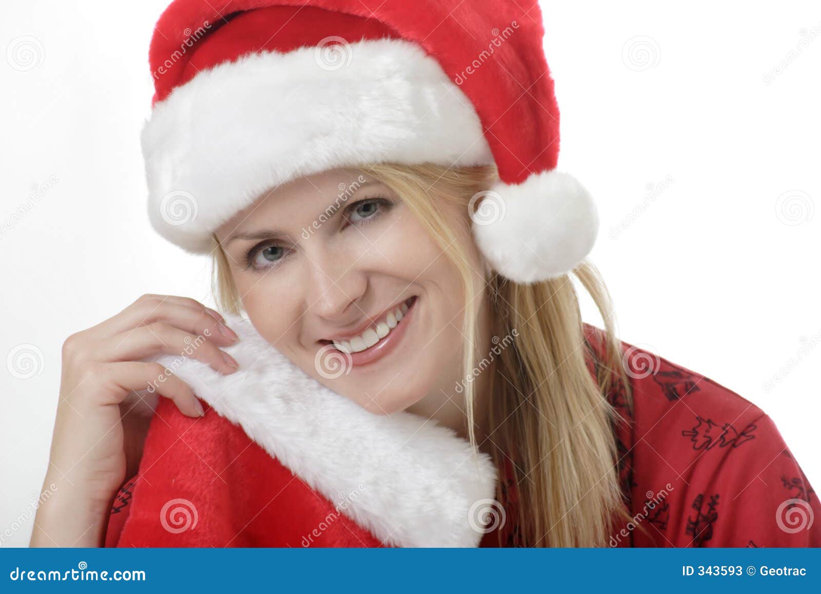 Pretty lady in Santa hat stock image. Image of celebrate - 343593