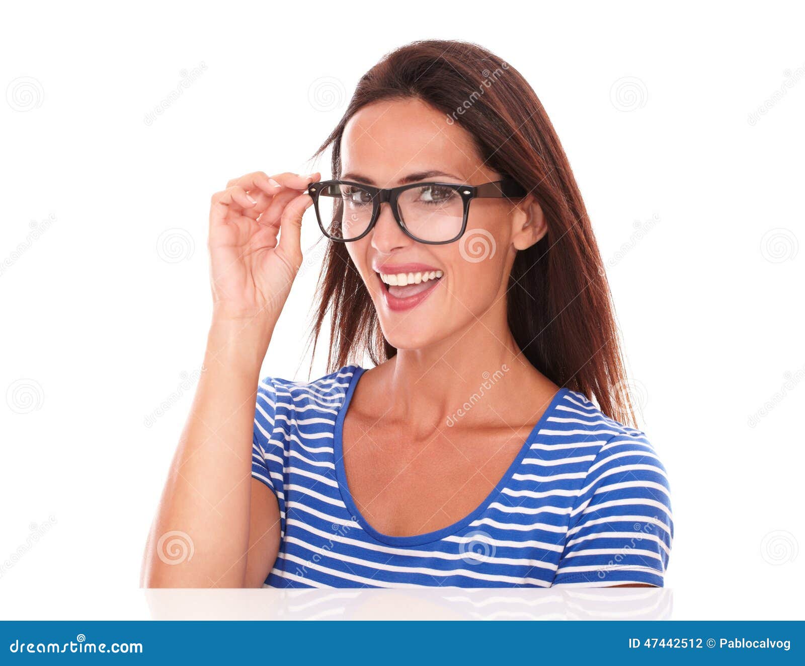 Pretty Lady Smiling and Wearing Spectacles Stock Photo - Image of ...