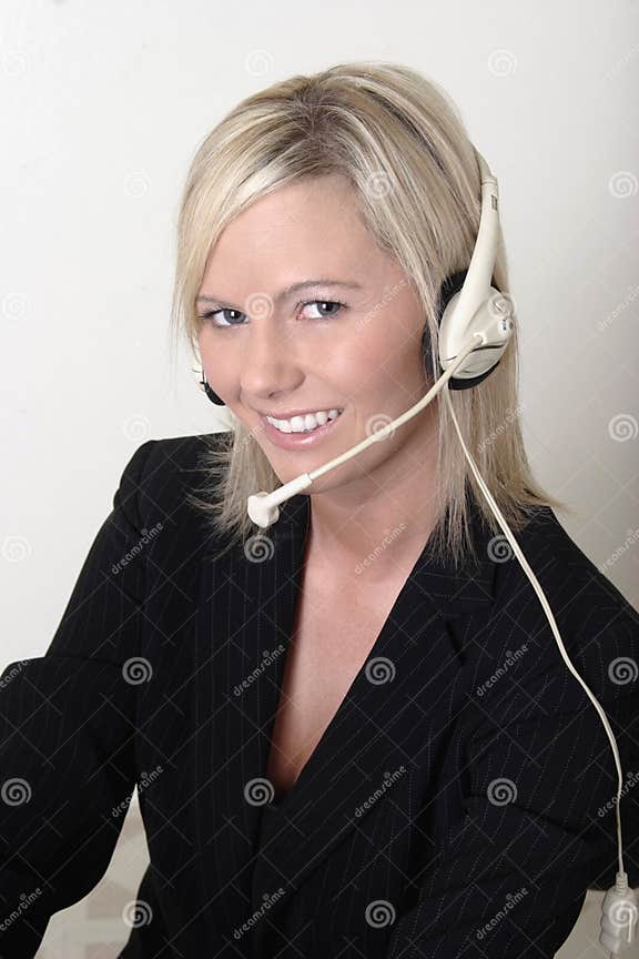 Pretty Lady Switchboard Operator Stock Image - Image of adult, person ...