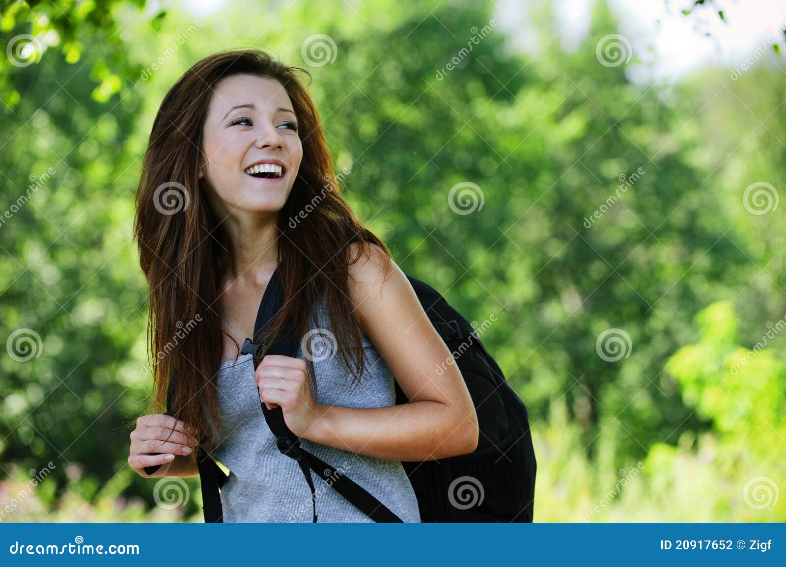 Pretty Laughing Girl Wearing Stock Photo - Image of healthy, green ...