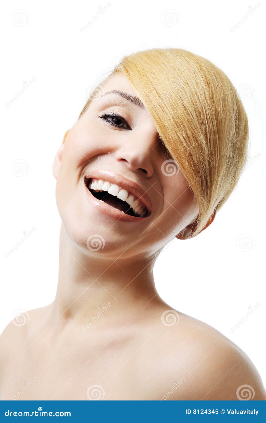 Pretty laughing woman stock image. Image of clean, gloss - 8124345
