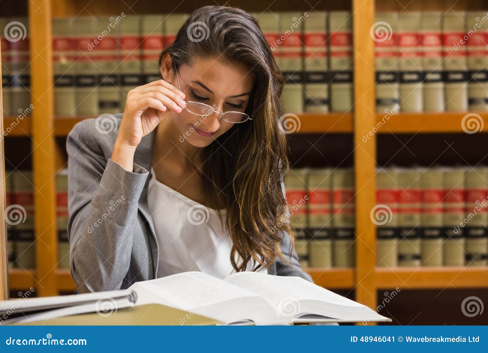 Pretty Lawyer in the Law Library Stock Image - Image of university ...