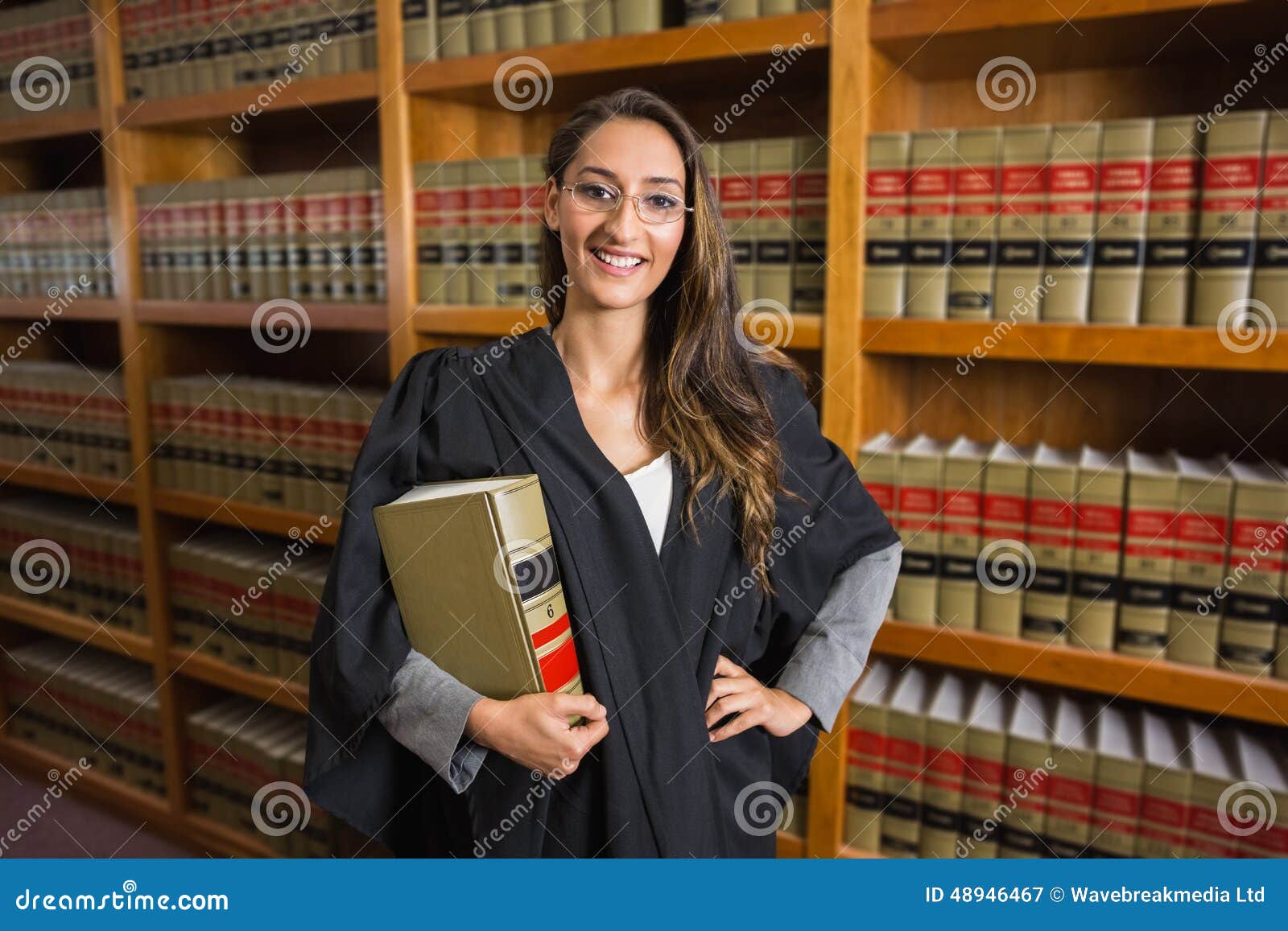 Pretty Lawyer Looking at Camera in the Law Library Stock Image - Image ...