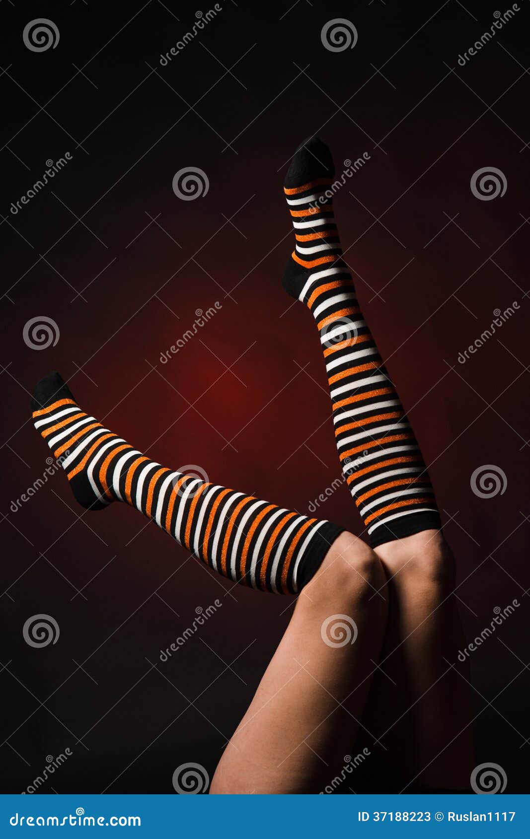 Pretty Legs in a Long Multi-colored Socks Stock Image - Image of kinky ...