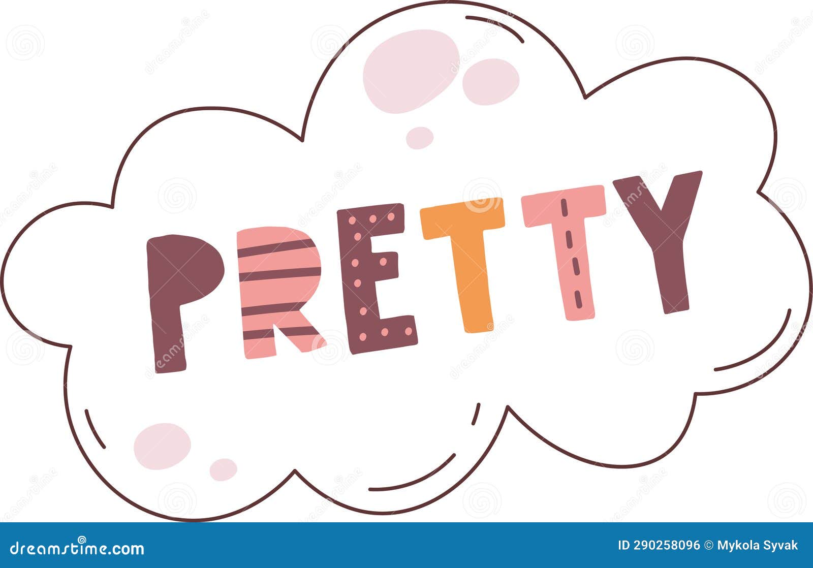 Pretty Lettering in Cloud stock illustration. Illustration of sweet ...