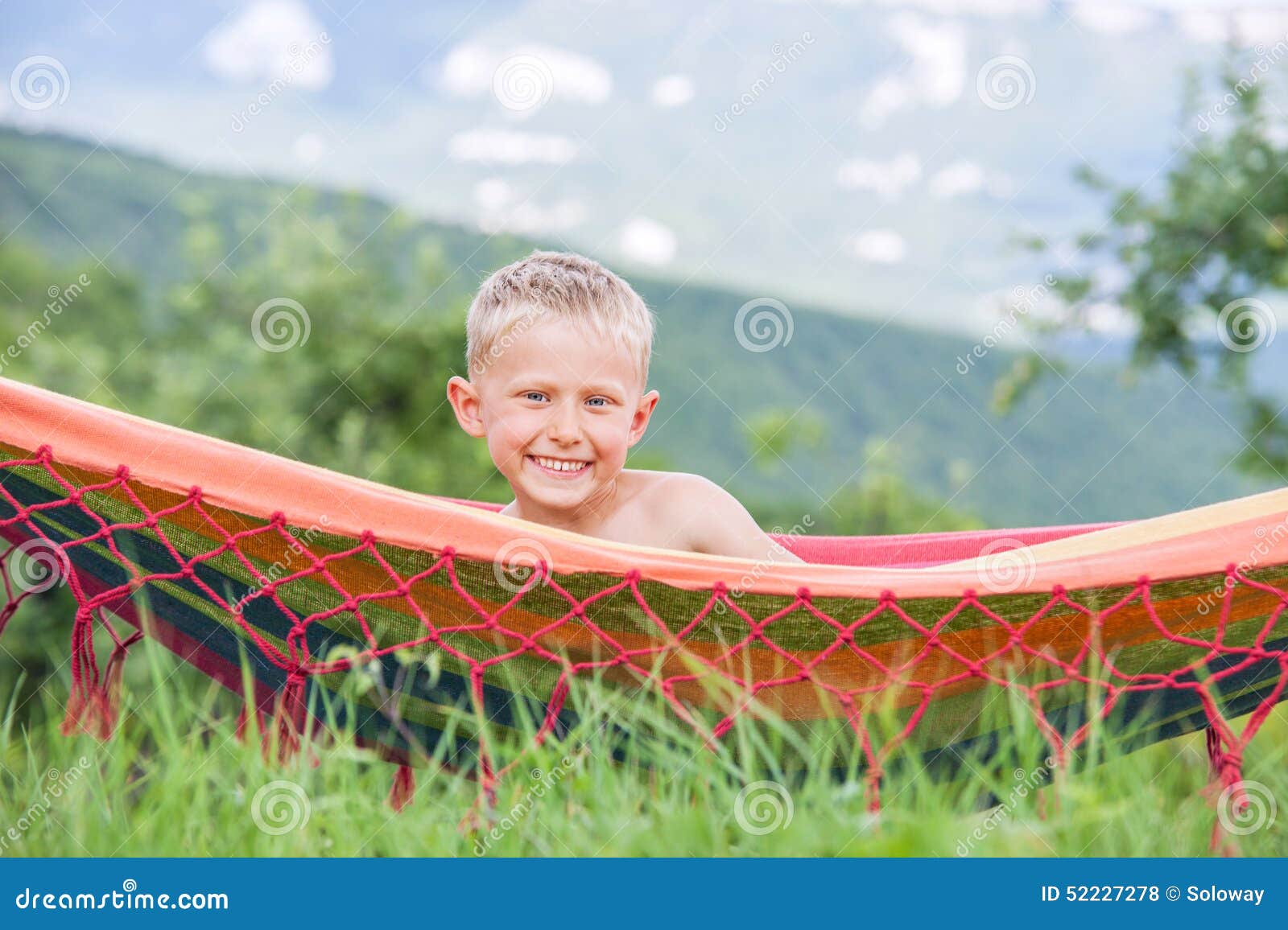 Pretty Little Boy in Hammock Stock Photo - Image of male, adorable ...