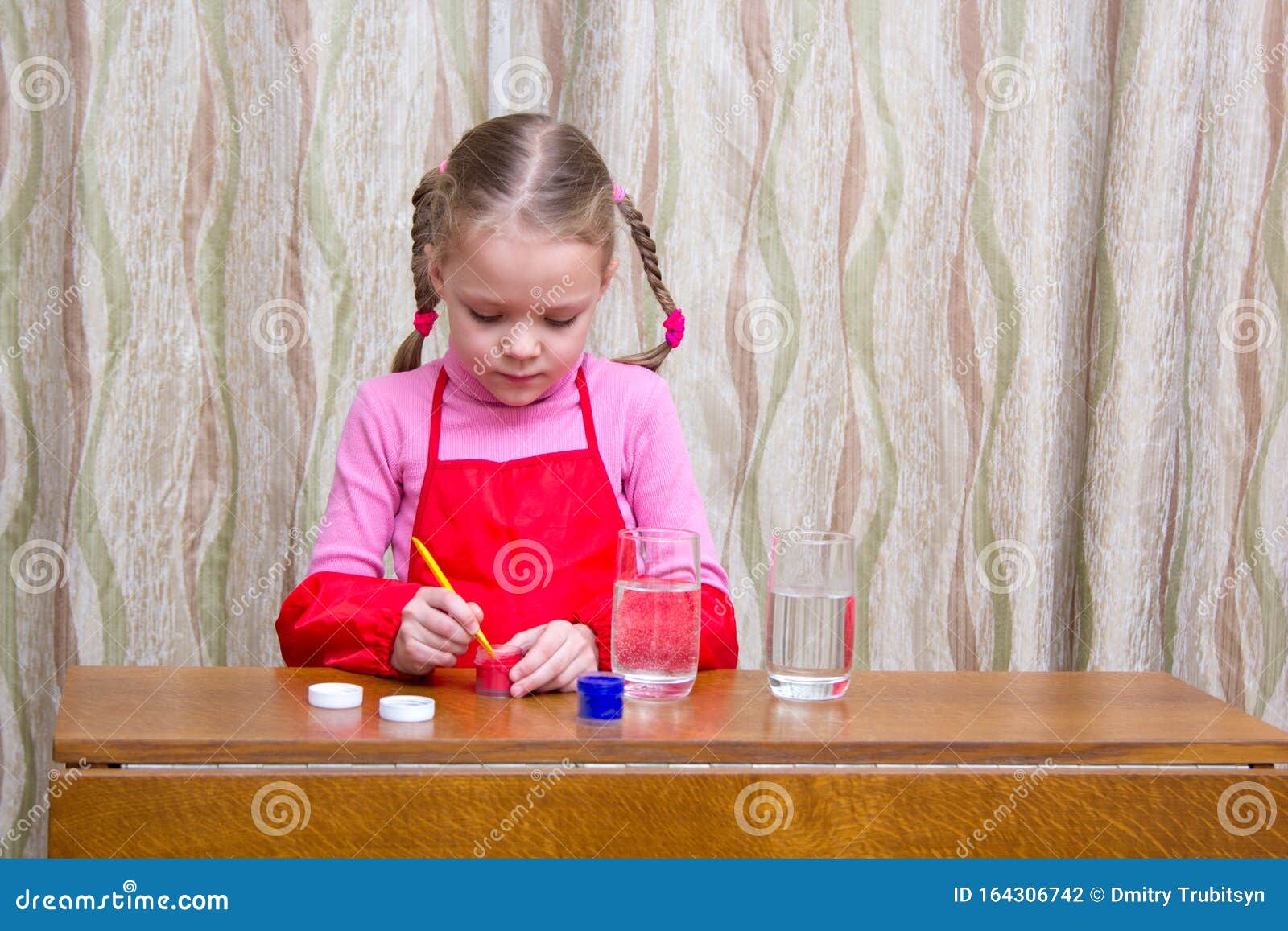 Pretty Little Girl Doing Physical Water Experiments at Home Stock Photo ...