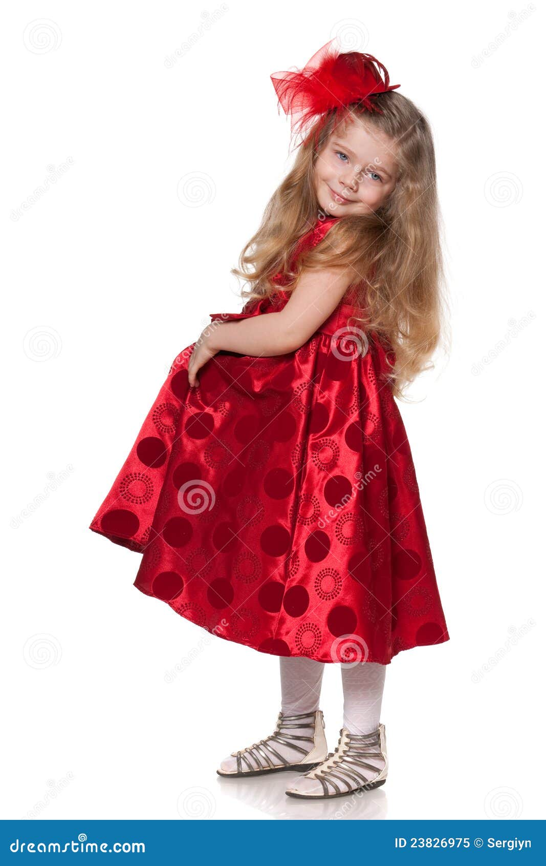 Pretty little girl in red stock image. Image of happy - 23826975