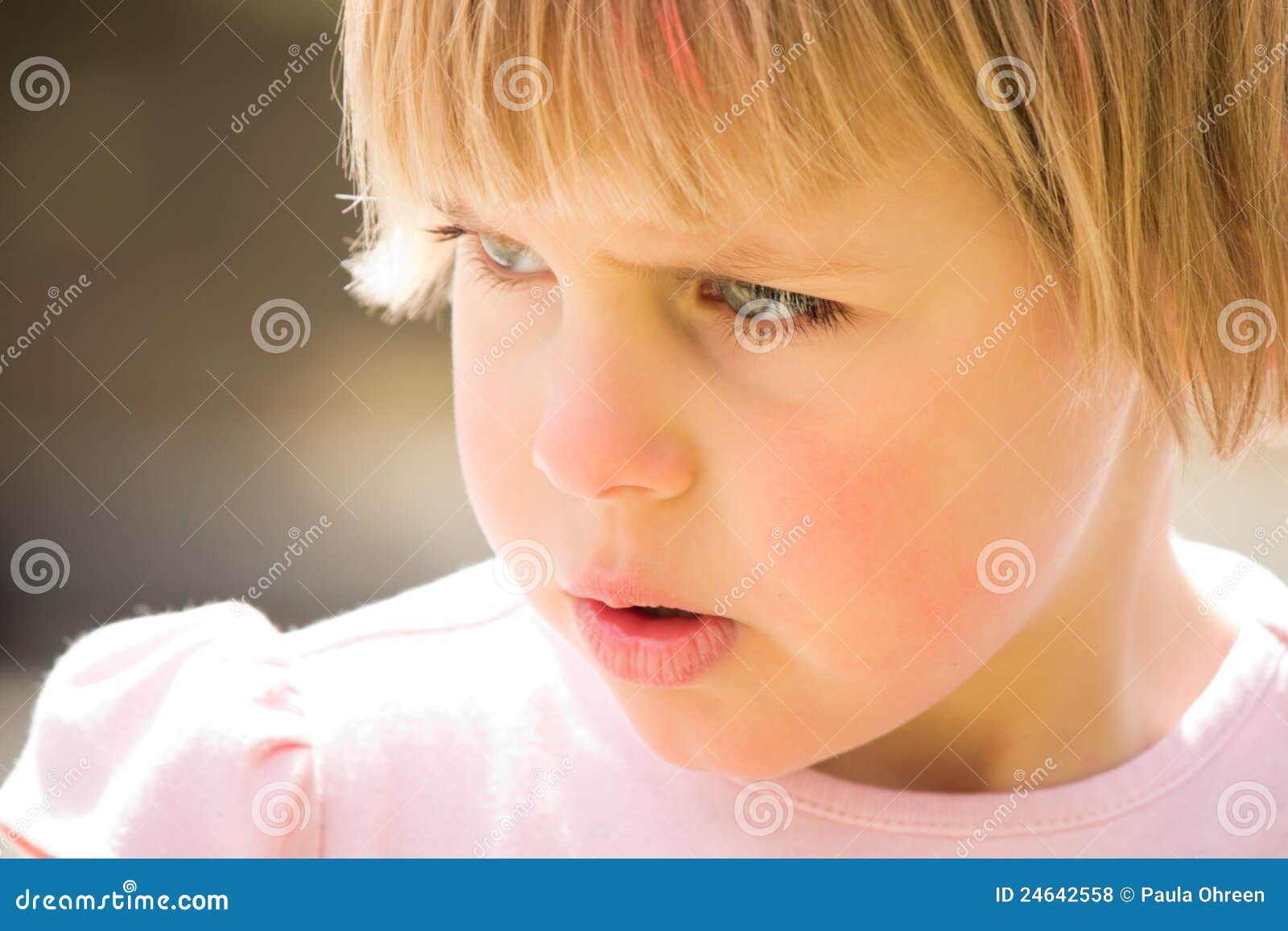 Pretty Little Girl with Serious Look Stock Photo - Image of daughter ...