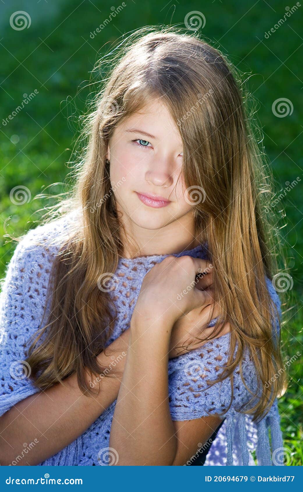 Pretty Little Girl in Sunshine Stock Image - Image of alone, grass ...