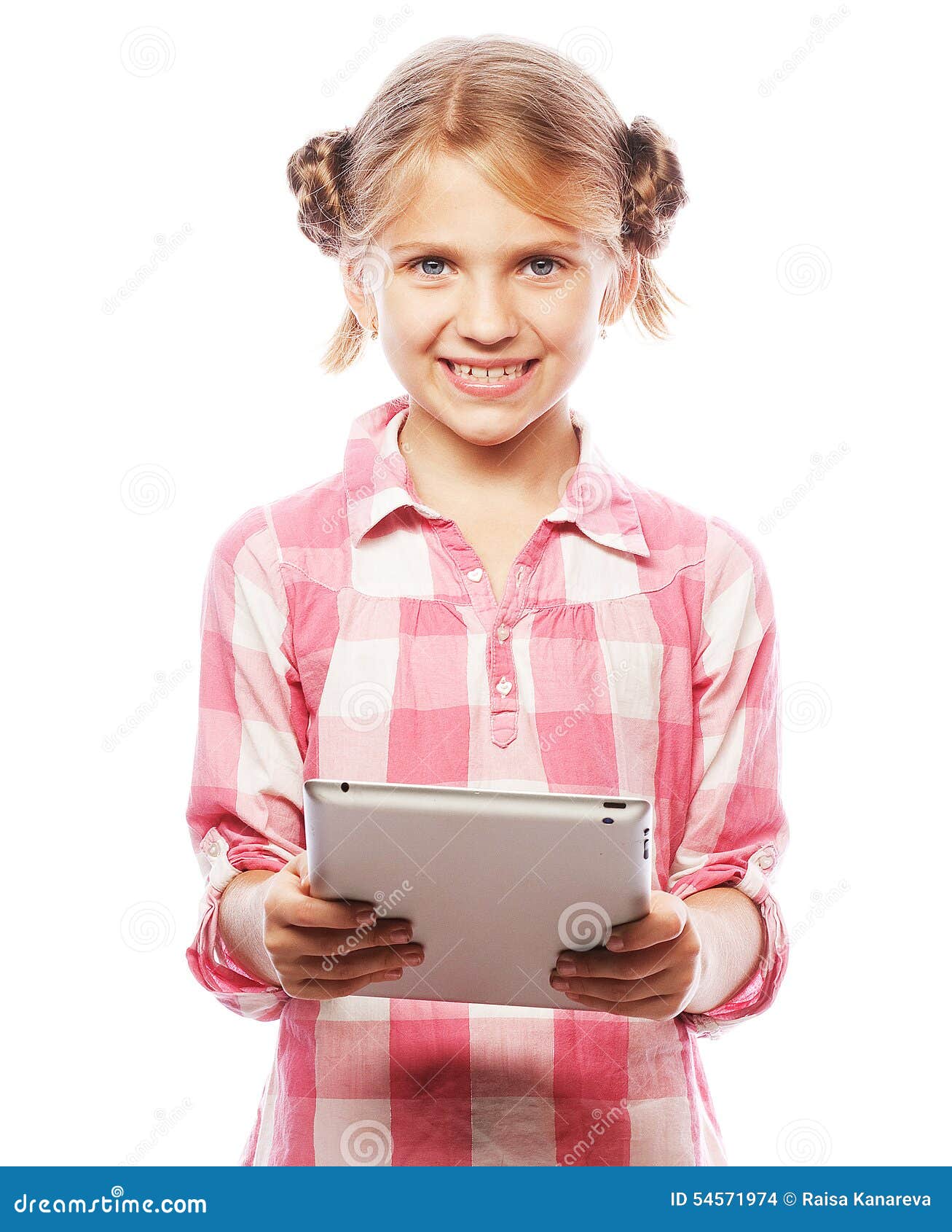 Pretty Little Girl with a Tablet PC Stock Photo - Image of device ...