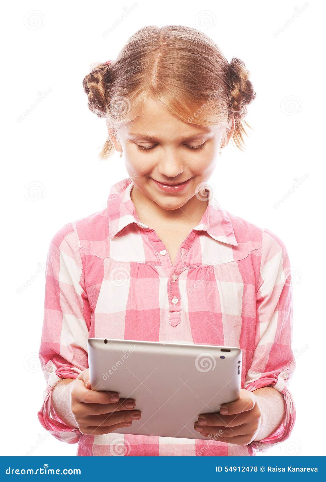 Pretty Little Girl with a Tablet PC Stock Photo - Image of people ...