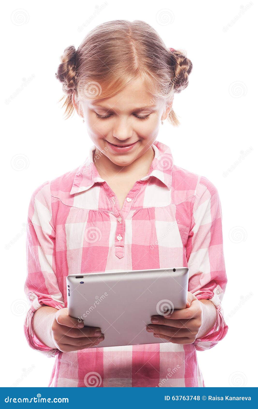 Pretty Little Girl with a Tablet PC Stock Photo - Image of child ...
