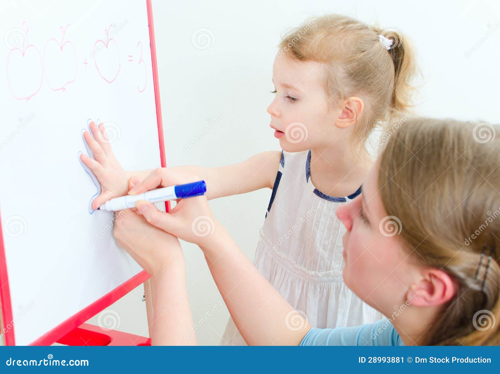 Pretty Little Girl with Teacher Stock Image - Image of family, numbers ...