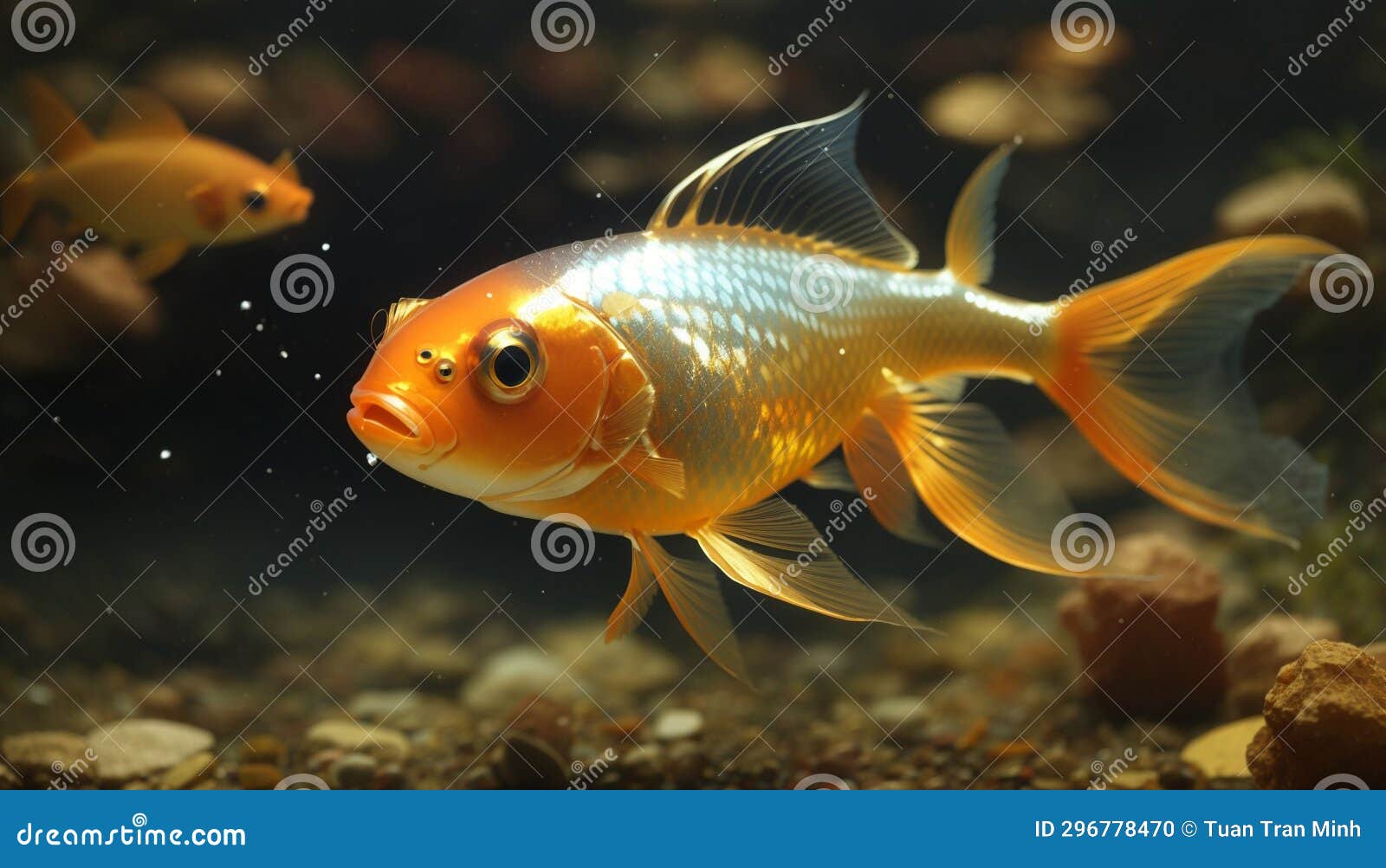 Gold fish in water stock photo. Image of water, underwater - 296778470