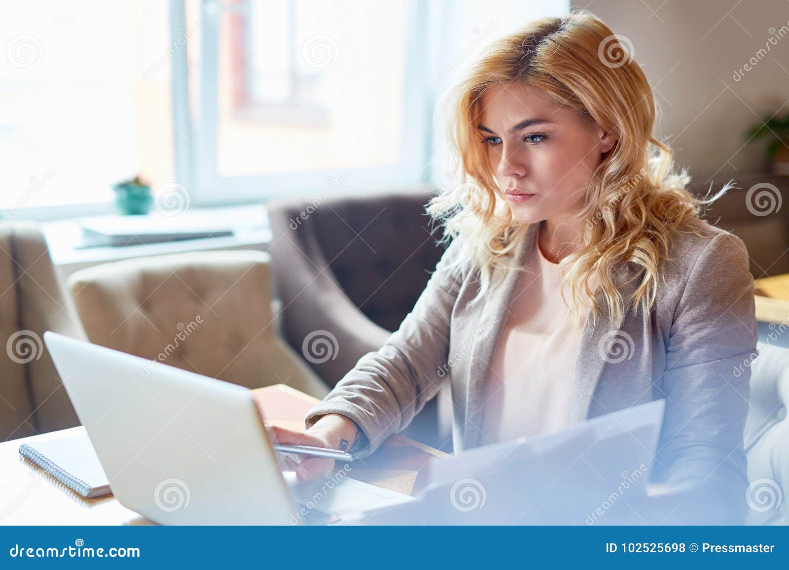Pretty Manager Wrapped Up in Work Stock Photo - Image of coffeehouse ...