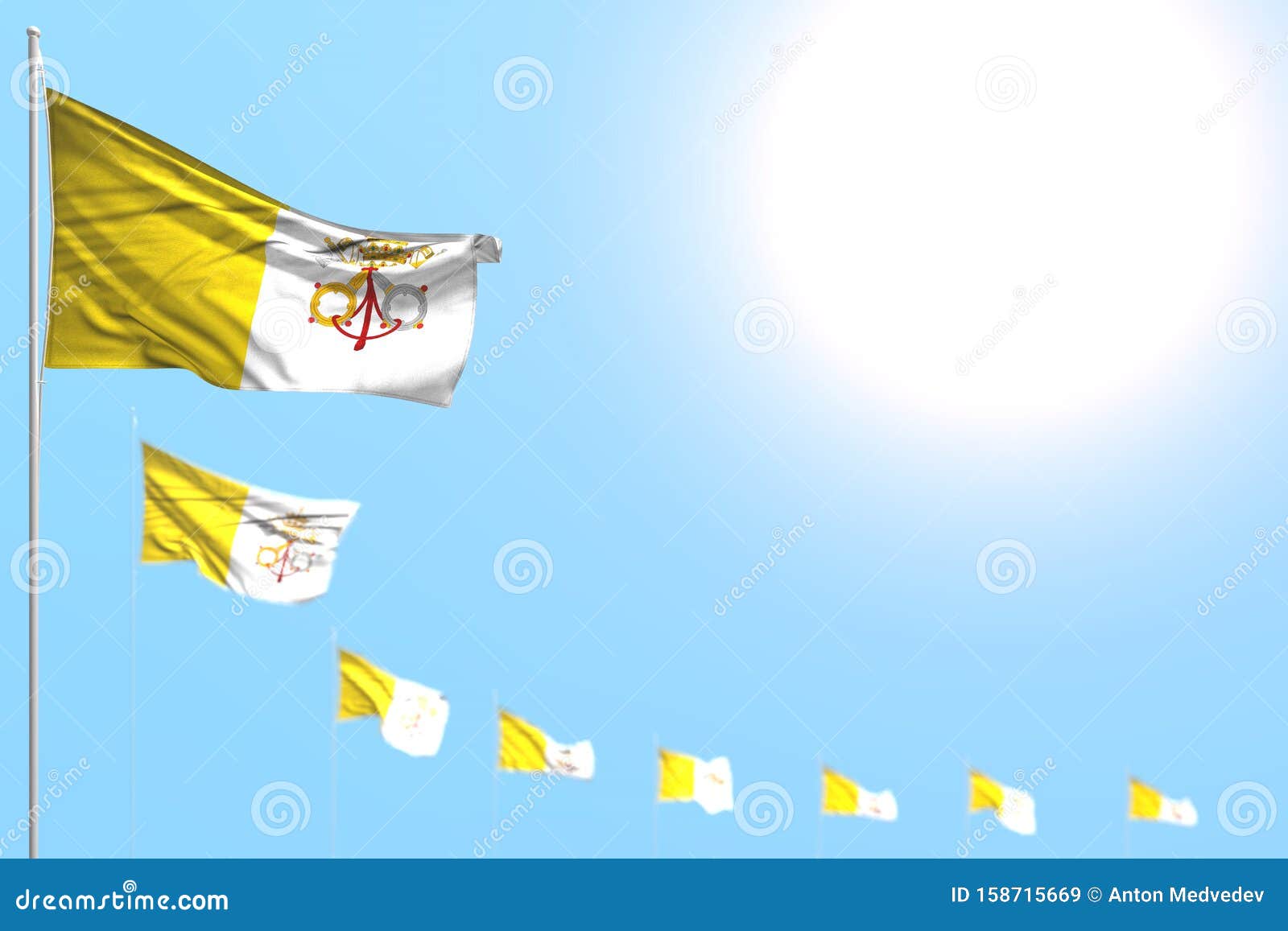 Beautiful Labor Day Flag 3d Illustration - Many Holy See Flags Placed ...