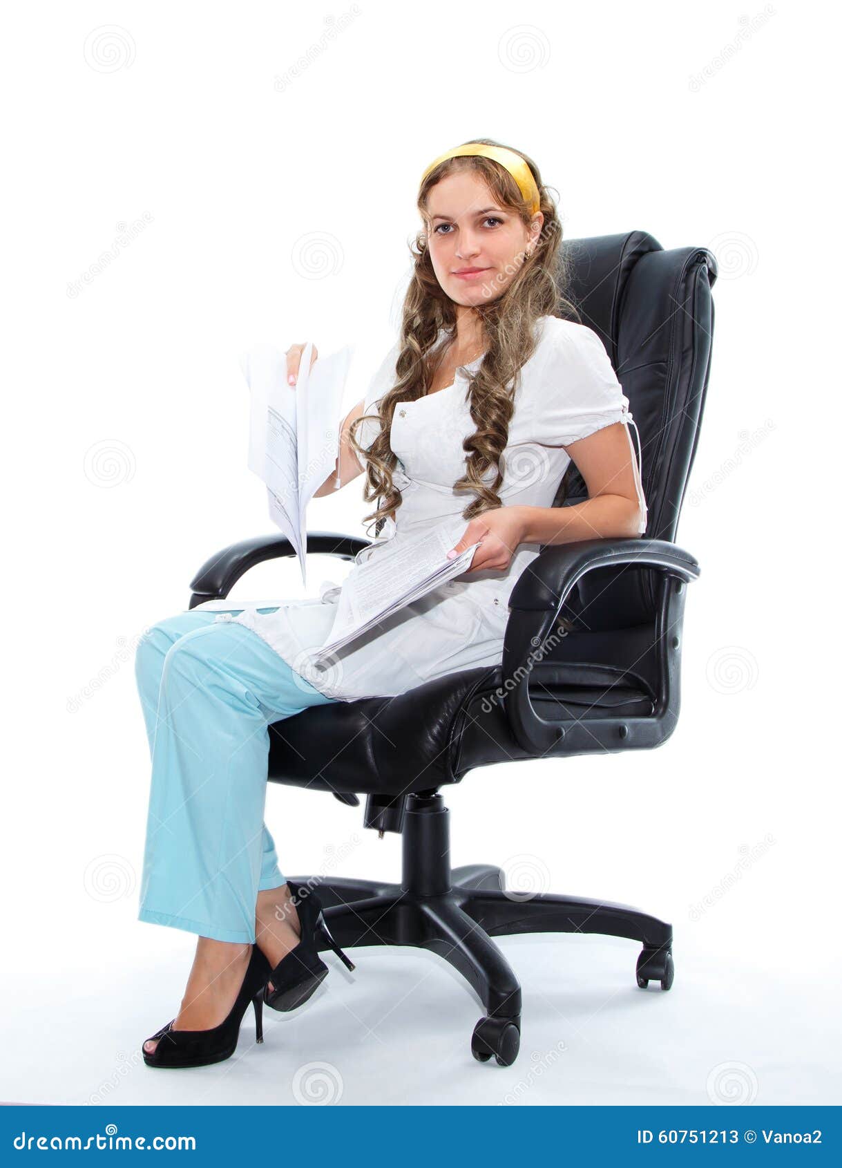 Pretty Medical Assistant with Sheets of Paper in Her Hands Stock Image ...
