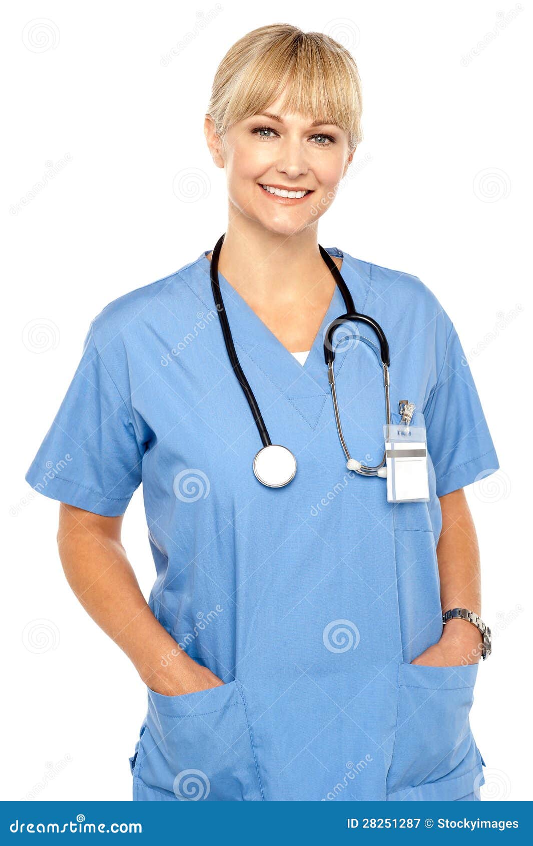Pretty Medical Professional Posing Casually Stock Image - Image of care ...