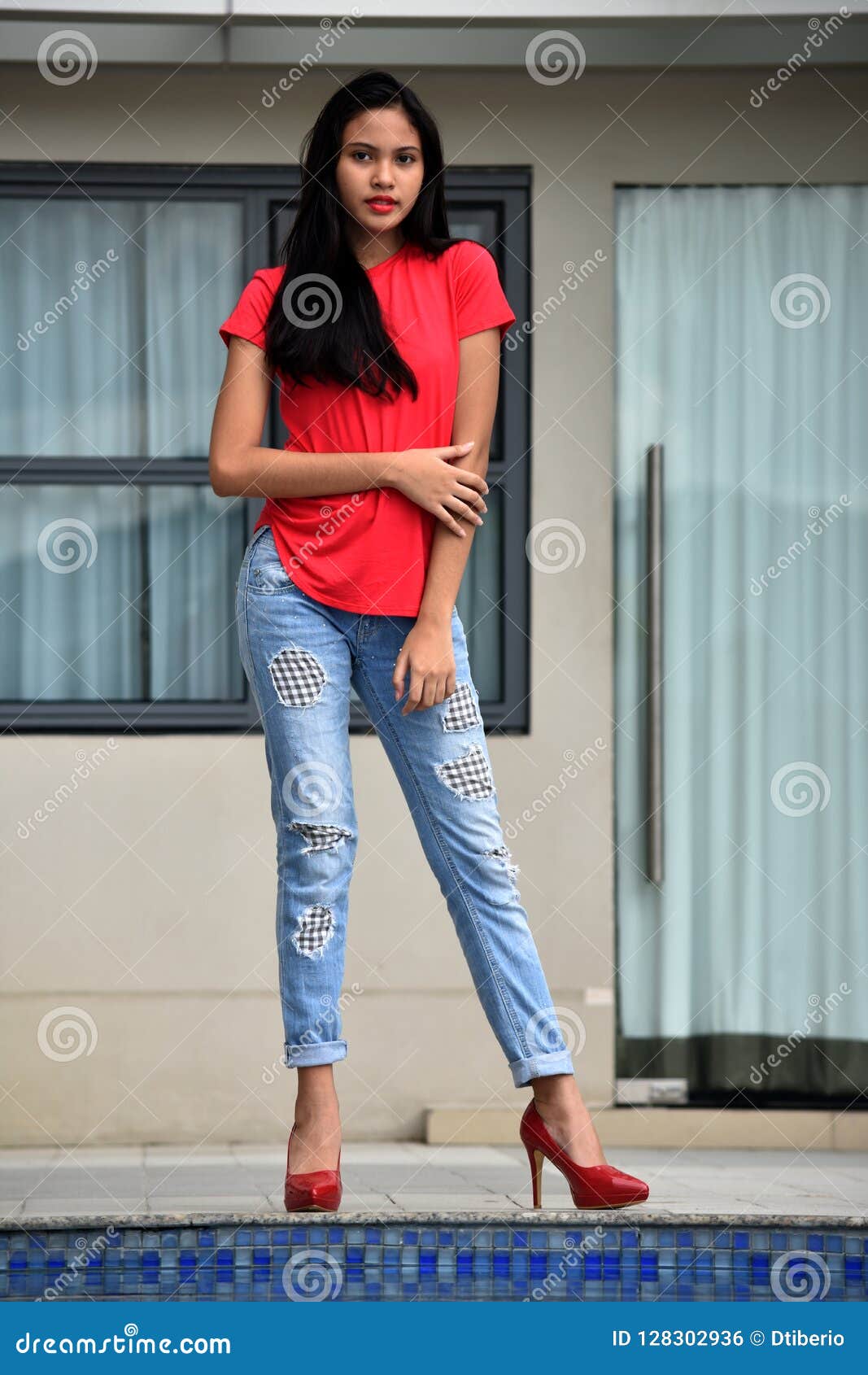Pretty Minority Female Posing at Condo Stock Photo - Image of pretty ...