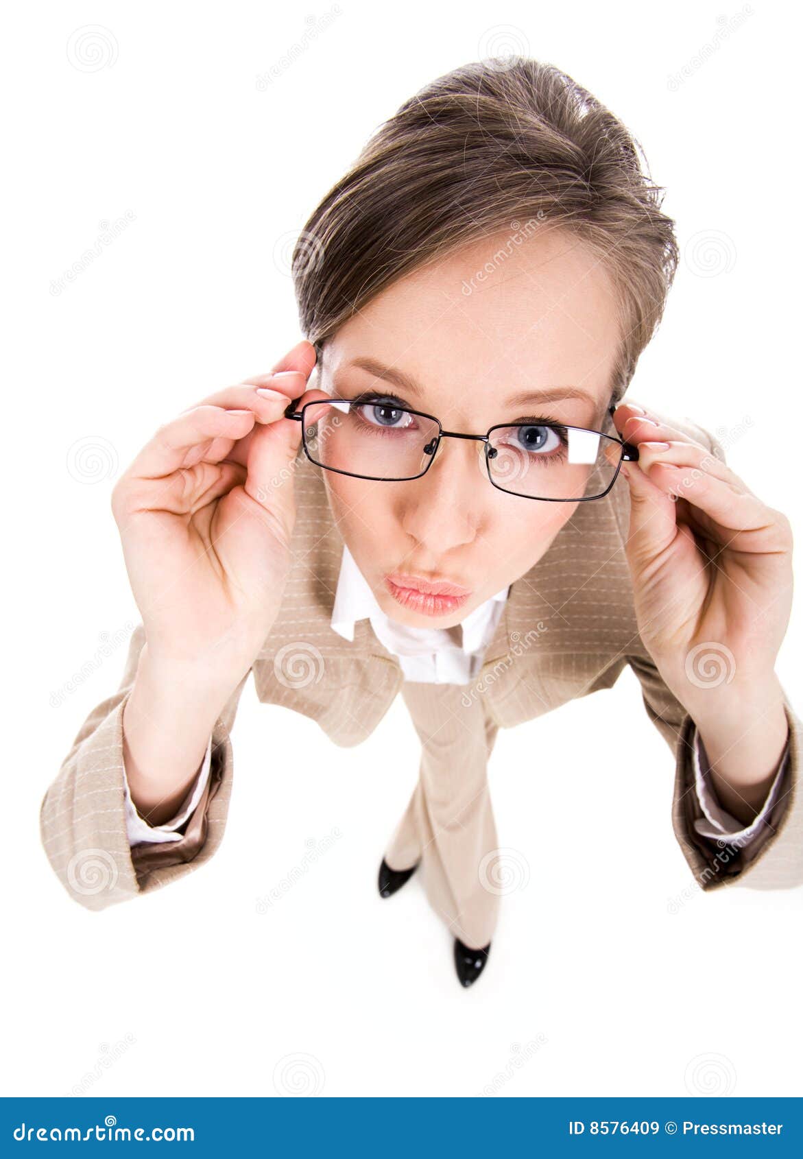 Pretty miss stock image. Image of collar, female, eyeglasses - 8576409