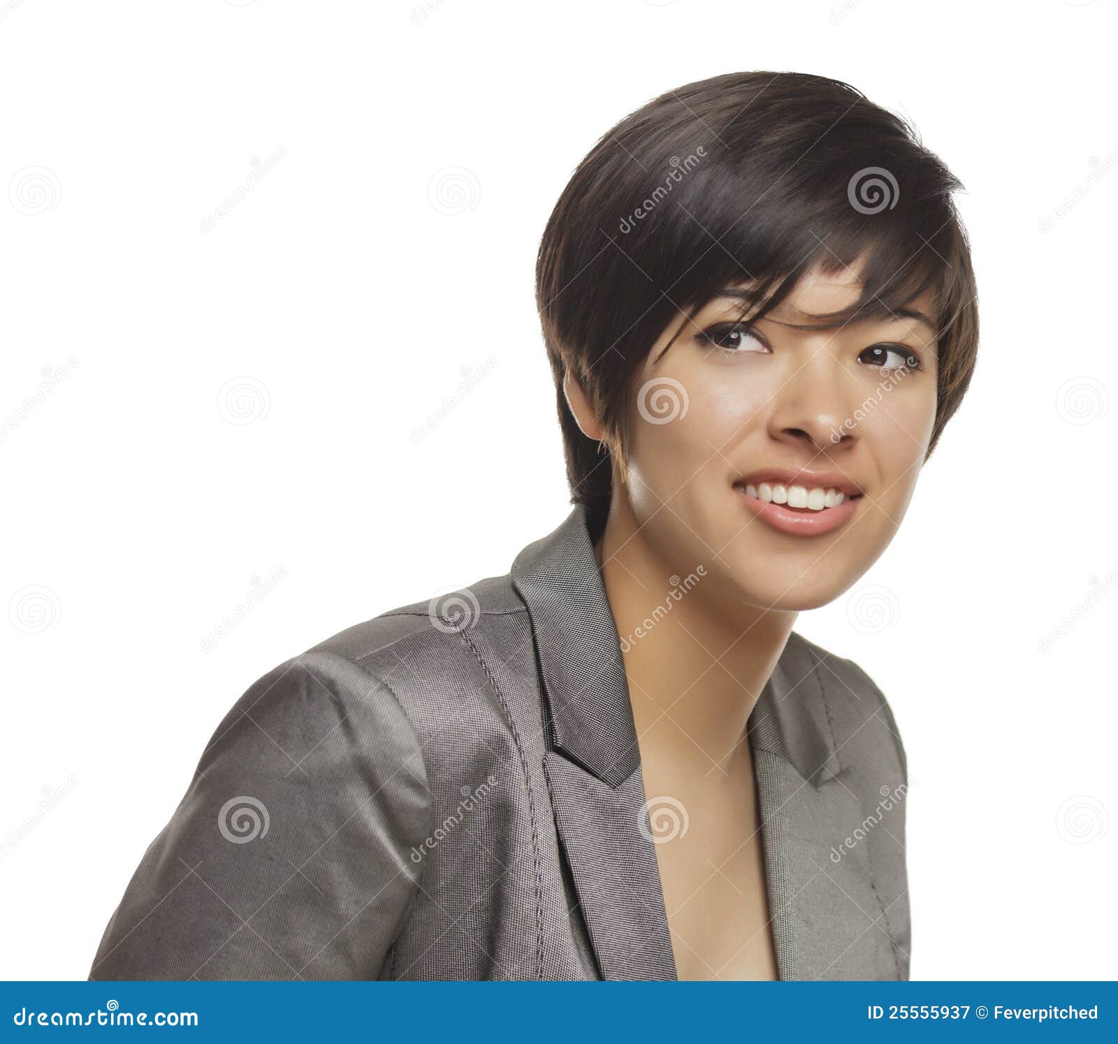 Pretty Mixed Race Young Adult on White Stock Image - Image of caucasian ...