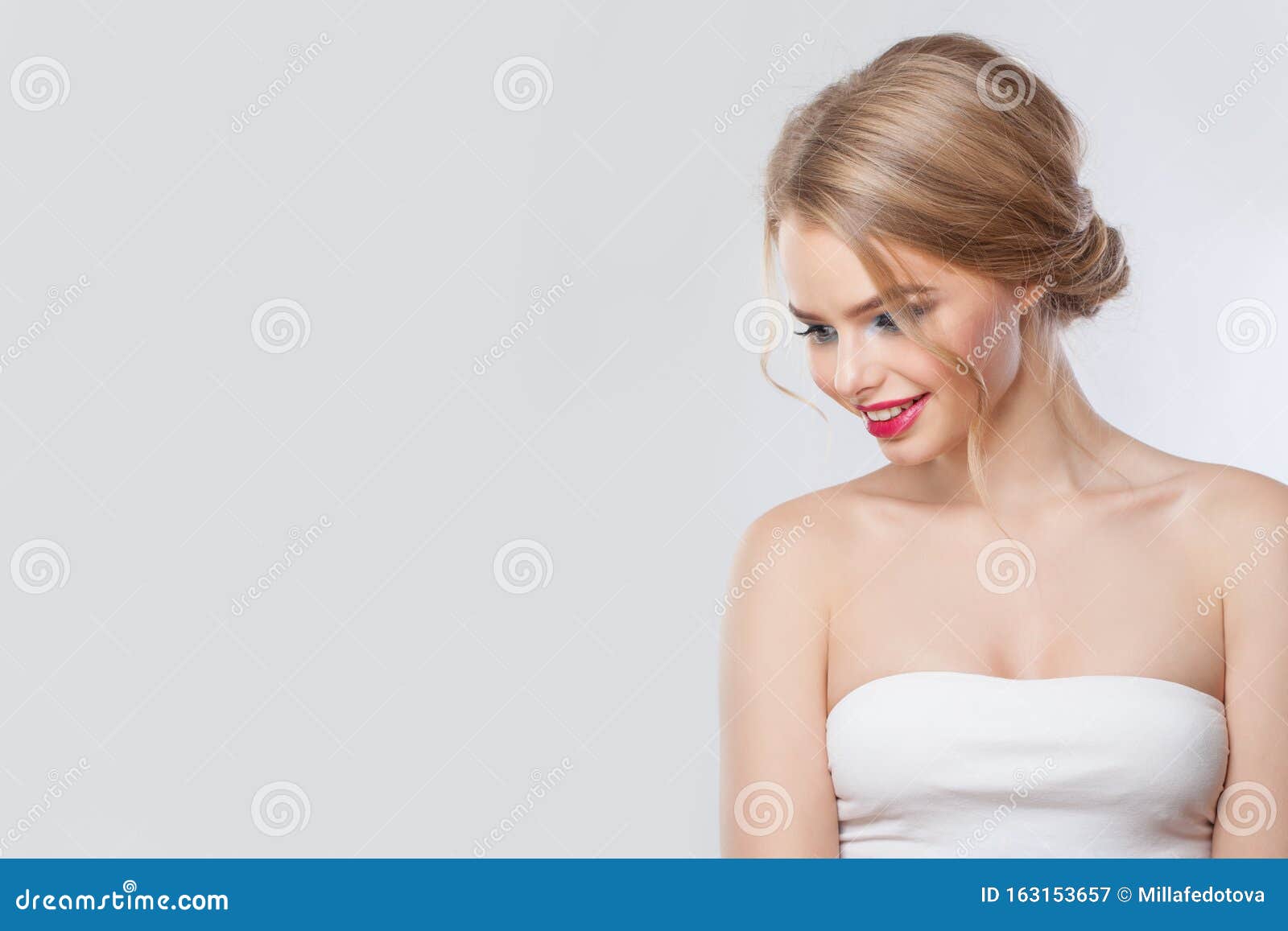 Pretty Model with Blonde Updo Hairdo Stock Image - Image of cheerful ...
