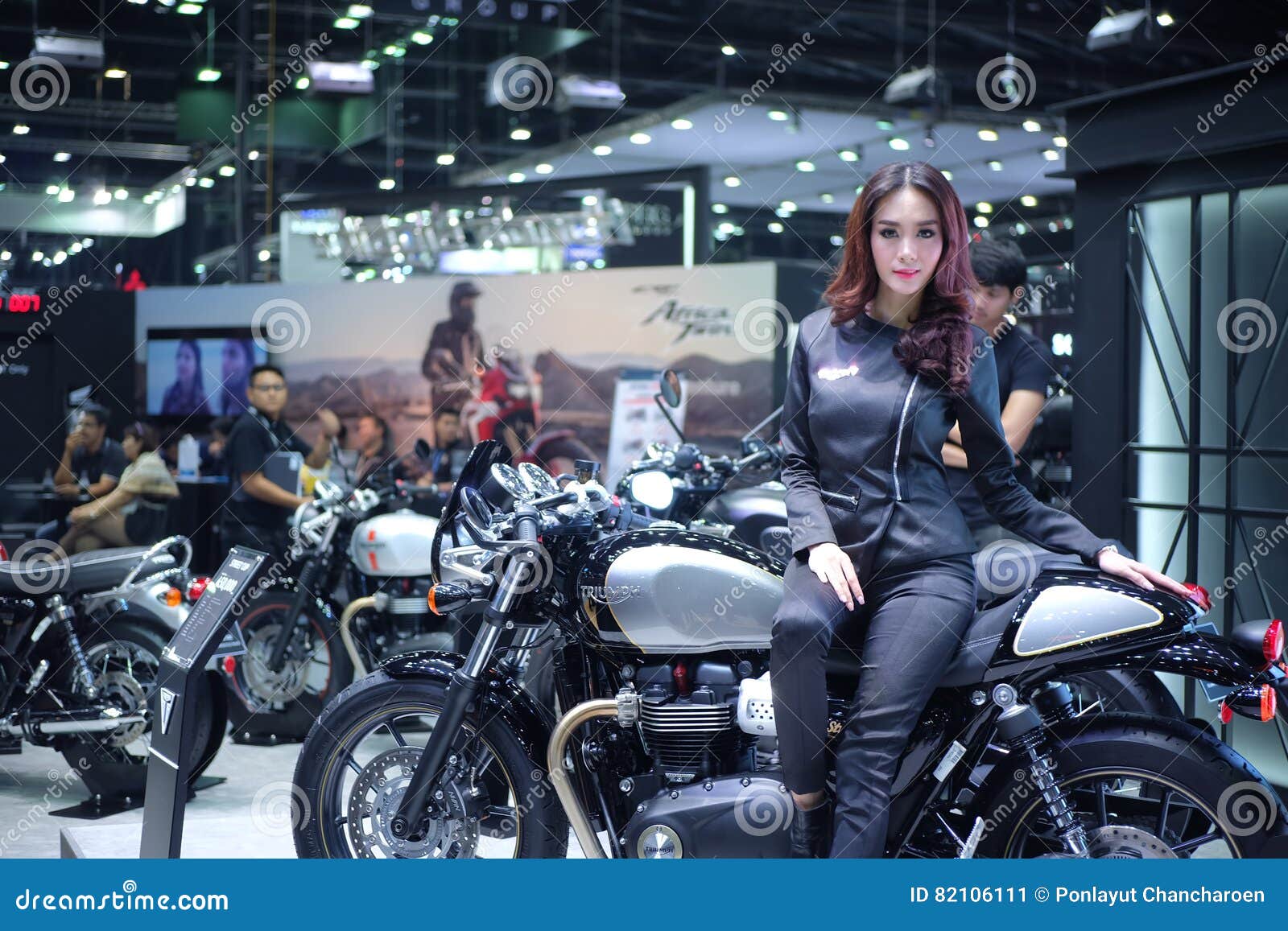 Pretty model motorcycle editorial photo. Image of present - 82106111