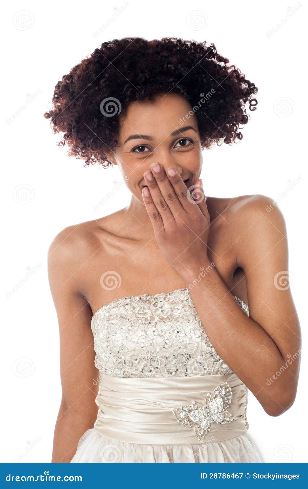 Pretty Model in Party Wear Stifling Her Giggle Stock Image - Image of ...