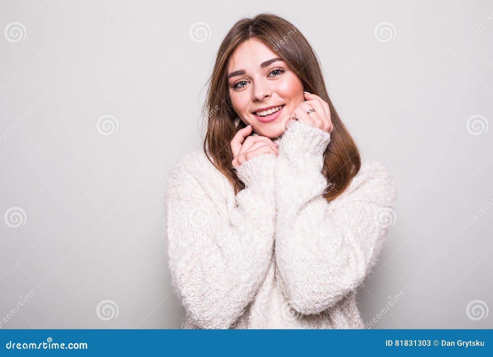 Pretty Model in Sweater in Studio Stock Image - Image of comfort, face ...