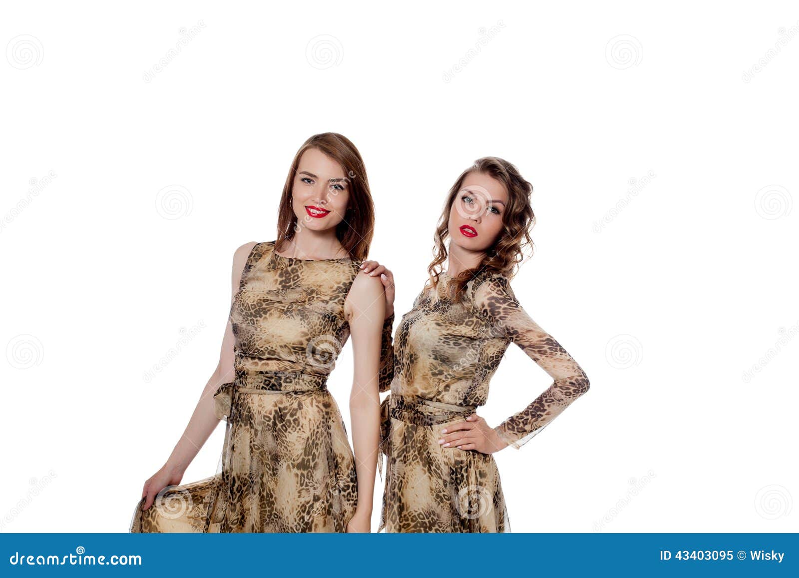 Pretty Models Posing in Dresses from Same Cloth Stock Image - Image of ...