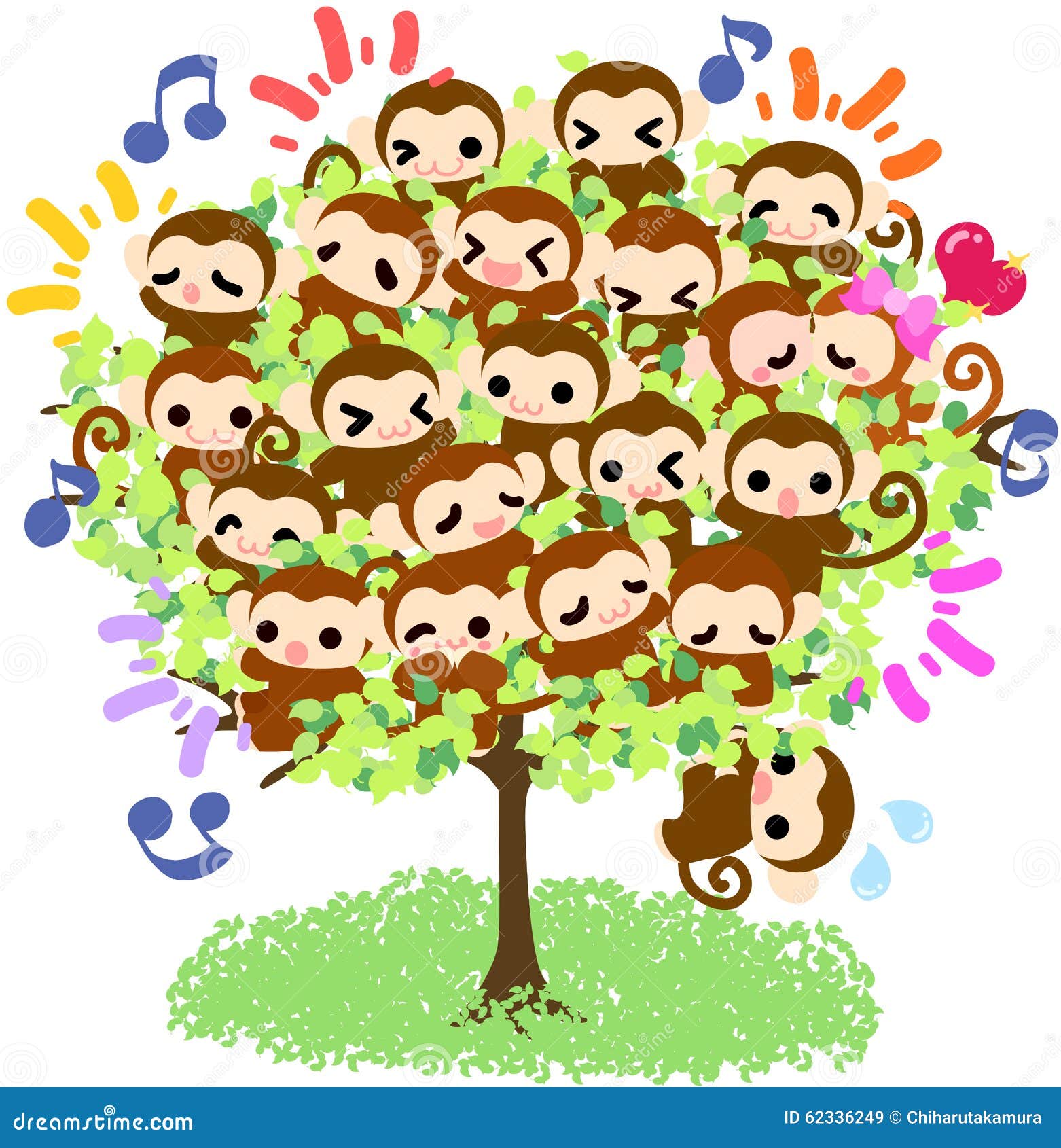 Pretty Monkeys -Monkey Tree- Stock Vector - Illustration of little ...