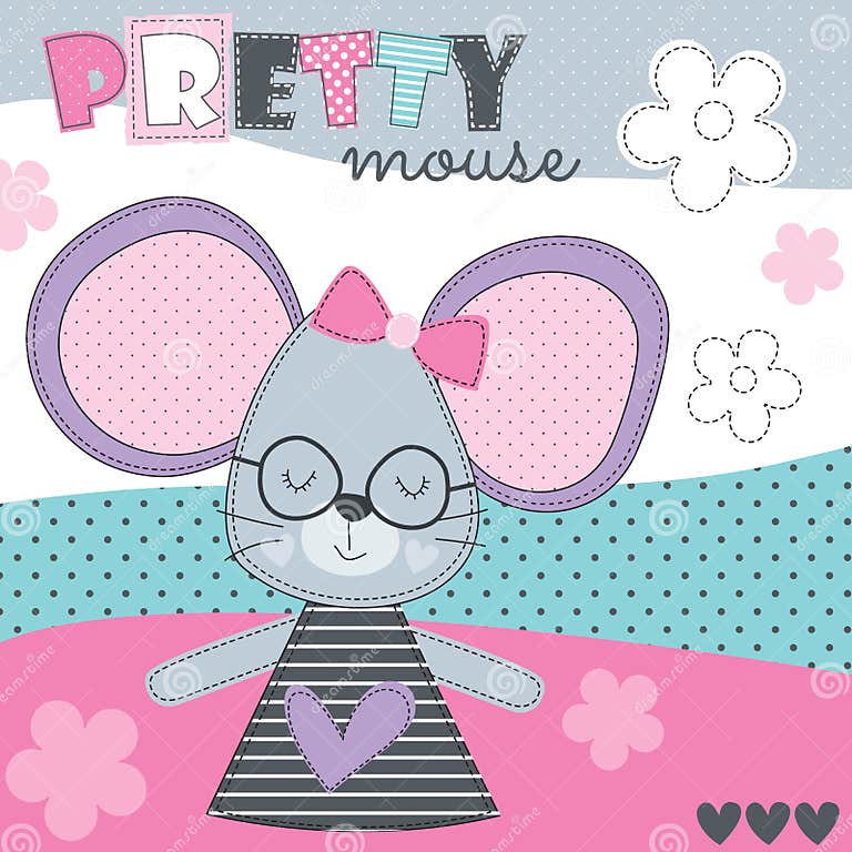 Pretty Mouse Vector Illustration Stock Vector - Illustration of cute ...
