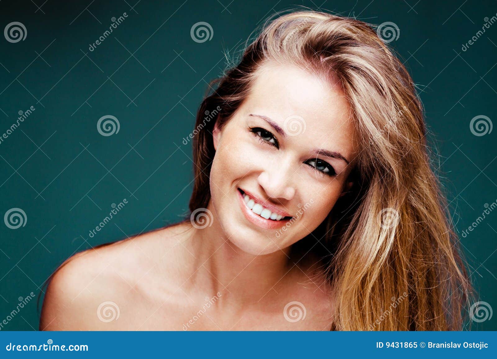 Pretty Natural Smiling Blond Woman Stock Image - Image of sensual ...