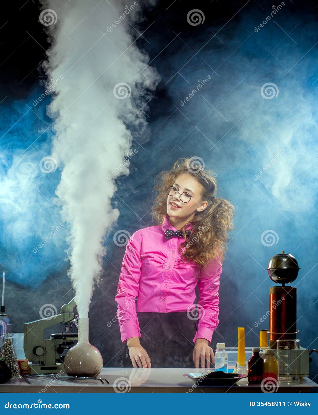 Pretty Naturalist Following Progress of Experiment Stock Image - Image ...