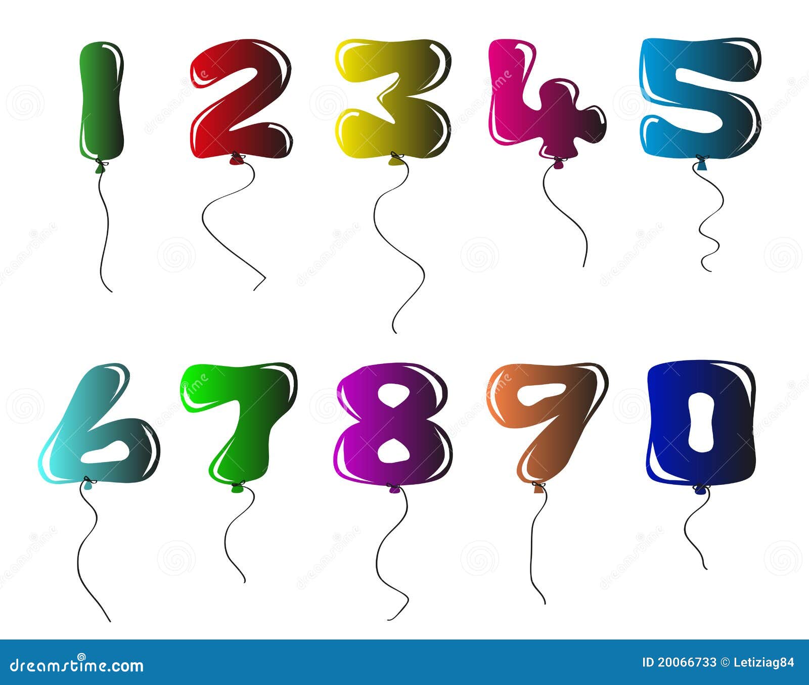Pretty Numbers Balloon-shaped Stock Vector - Illustration of cartoon ...